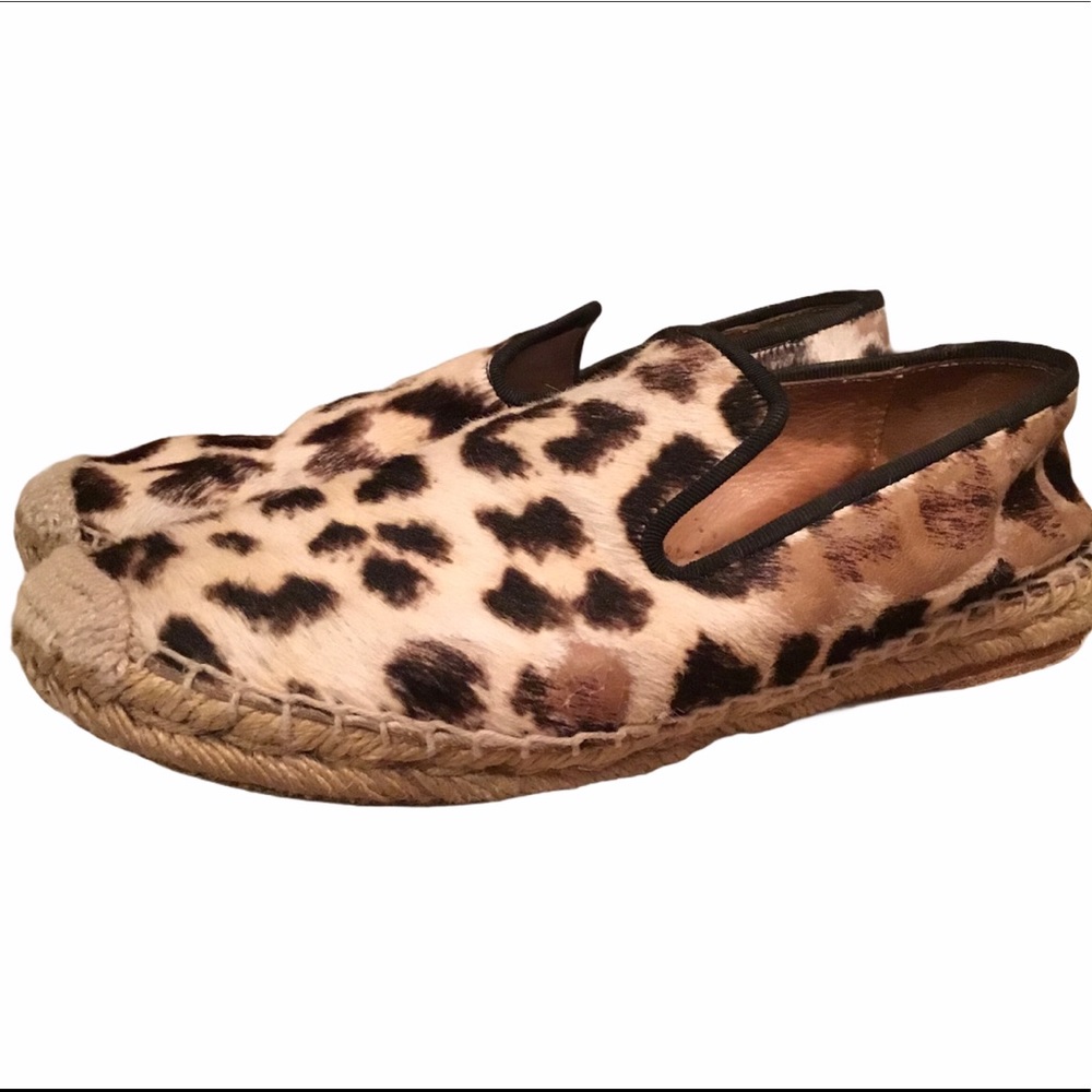 Celine Paris Leopard Print Pony Hair Espadrilles - Gem